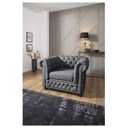 Chesterfield-Sessel Home Affaire "New Castle Sessel" Sessel Gr. Struktur weich, B/H/T: 104 cm x 72 cm x 86 cm, schwarz hochwertige Knopfheftung, BTH: 1048672 cm