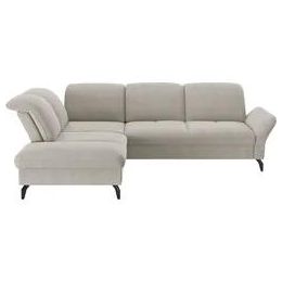 Sit & More Ecksofa SIT & MORE "Leandro L-Form" Sofas Gr. B/H/T: 288cm x 88cm x 242cm, Struktur weich, Ottomane links, mit Sitztiefenverstellung-ohne Kopfteilverstellung-ohne Armlehnfunktion-ohne Bettfunktion-ohne Stauraum, beige (creme) Wahlweise mit Bett-, Kopfteil - und Armlehnfunktion, sowie Stauraum