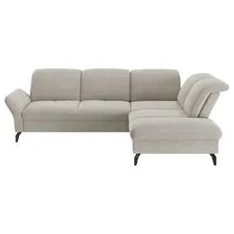 Sit & More Ecksofa SIT & MORE "Leandro L-Form" Sofas Gr. B/H/T: 288cm x 88cm x 242cm, Struktur weich, Ottomane rechts, mit Sitztiefenverstellung-ohne Kopfteilverstellung-ohne Armlehnfunktion-ohne Bettfunktion-ohne Stauraum, beige (creme) Wahlweise mit Bett-, Kopfteil - und Armlehnfunktion, sowie Stauraum