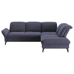 Sit & More Ecksofa SIT & MORE "Leandro L-Form" Sofas Gr. B/H/T: 288cm x 88cm x 242cm, Struktur weich, Ottomane rechts, mit Sitztiefenverstellung-ohne Kopfteilverstellung-ohne Armlehnfunktion-ohne Bettfunktion-ohne Stauraum, blau (tiefblau) Wahlweise mit Bett-, Kopfteil - und Armlehnfunktion, sowie Stauraum