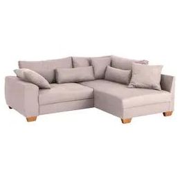 Ecksofa Home Affaire "Helena II DuraSpring" Sofas Gr. B/H/T: 227 cm x 88 cm x 190 cm, Luxus-Microfaser in Lederoptik, Ottomane rechts, ohne Bettfunktion, grau (taupe) mit Taschenfederkern, bis 140 kg belastbar, wahlweise Bett