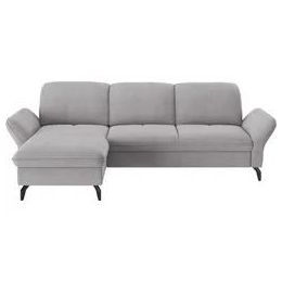 Sit & More Ecksofa SIT & MORE "Leandro L-Form" Sofas Gr. B/H/T: 267cm x 88cm x 200cm, Struktur weich, Recamiere links, mit Sitztiefenverstellung-mit Kopfteilverstellung-mit Armlehnfunktion-ohne Bettfunktion-ohne Bettkasten, silberfarben (silber) Wahlweise mit Bett-, Kopfteil - und Armlehnfunktion, sowie Bettkasten