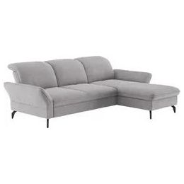 Sit & More Ecksofa SIT & MORE "Leandro L-Form" Sofas Gr. B/H/T: 267cm x 88cm x 200cm, Struktur weich, Recamiere rechts, mit Sitztiefenverstellung-mit Kopfteilverstellung-mit Armlehnfunktion-ohne Bettfunktion-ohne Bettkasten, silberfarben (silber) Wahlweise mit Bett-, Kopfteil - und Armlehnfunktion, sowie Bettkasten