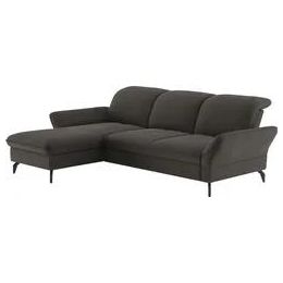 Sit & More Ecksofa SIT & MORE "Leandro L-Form" Sofas Gr. B/H/T: 267cm x 88cm x 200cm, Luxus-Microfaser Euphoria, Recamiere links, mit Sitztiefenverstellung-mit Kopfteilverstellung-mit Armlehnfunktion-ohne Bettfunktion-ohne Bettkasten, grau (fango) Wahlweise mit Bett-, Kopfteil - und Armlehnfunktion, sowie Bettkasten