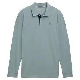 Tom Tailor Herren Langärmliges Piqué Poloshirt, grün, Uni, Gr. M