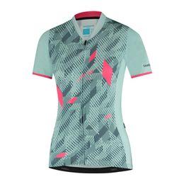 Shimano W's SAGAMI Short Sleeve Zip Jersey, Gray/Mint