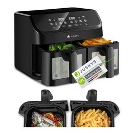 Juskys Hei&szlig;luftfritteuse 9 L Doppelkammer - 2 K&ouml;rbe, 9 Programme, Smart Finish, beschichtet