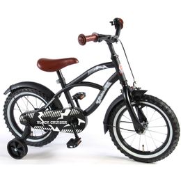 TPFSports Black Cruiser Kinderfahrrad - Jungen - 14 Zoll - R&uuml;cktritt + Handbremse - Schwarz