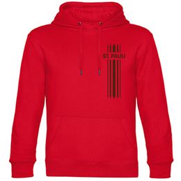 multifanshop Kapuzen Sweatshirt - St. Pauli - Streifen - Druck braun - Hoodie