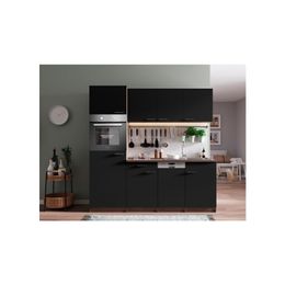 respekta K&uuml;chenzeile KB205EYSC 205 cm Schwarz-Eiche York Nachbildung