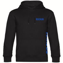 multifanshop Kapuzen Sweatshirt - Bochum - Brust & Seite - Druck blau - Hoodie