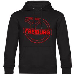 multifanshop Kapuzen Sweatshirt - Freiburg - Meine Fankurve - Druck rot - Hoodie