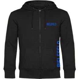 multifanshop Kapuzen Sweatshirt Jacke - Bielefeld - Brust & Seite - Druck blau - Jacke