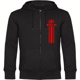 multifanshop Kapuzen Sweatshirt Jacke - K&ouml;ln - Streifen - Druck rot - Sweat