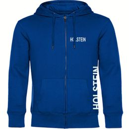 multifanshop Kapuzen Sweatshirt Jacke - Holstein - Brust & Seite - Druck wei&szlig; - Sweat