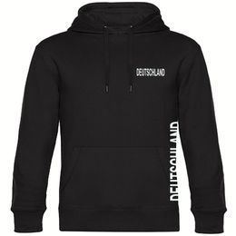 multifanshop Kapuzen Sweatshirt - Deutschland - Brust & Seite - Druck wei&szlig; - Hoodie