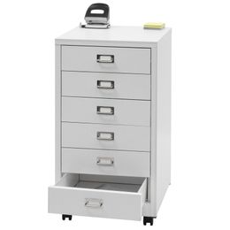 Rollcontainer MCW-L49, Schubladenschrank Stahlschrank Aktenschrank, Metall 75x40x41cm 6 Schubladen ~ wei&szlig;
