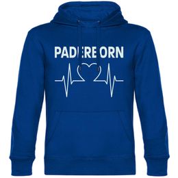 multifanshop Kapuzen Sweatshirt - Paderborn - Herzschlag - Druck wei&szlig; - Hoodie