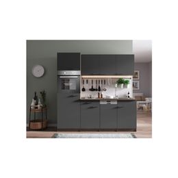 respekta K&uuml;chenzeile KB205EYG 205 cm Grau-Eiche York Nachbildung