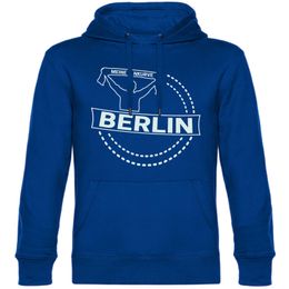multifanshop Kapuzen Sweatshirt - Berlin blau - Meine Fankurve - Druck wei&szlig; - Hoodie