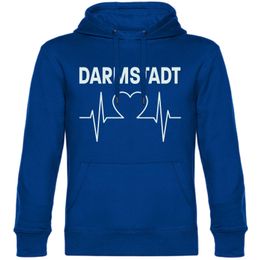 multifanshop Kapuzen Sweatshirt - Darmstadt - Herzschlag - Druck wei&szlig; - Hoodie