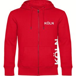 multifanshop Kapuzen Sweatshirt Jacke - K&ouml;ln - Brust & Seite - Druck wei&szlig; - Sweat