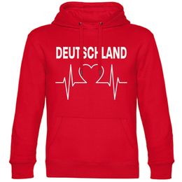 multifanshop Kapuzen Sweatshirt - Deutschland - Herzschlag - Druck wei&szlig; - Hoodie