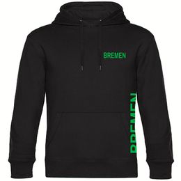 multifanshop Kapuzen Sweatshirt - Bremen - Brust & Seite - Druck gr&uuml;n - Hoodie