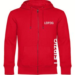 multifanshop Kapuzen Sweatshirt Jacke - Leipzig - Brust & Seite - Druck wei&szlig; - Sweat