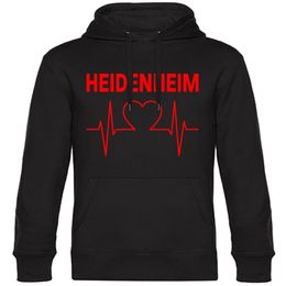 multifanshop Kapuzen Sweatshirt - Heidenheim - Herzschlag - Druck rot - Hoodie