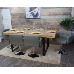 MCW 6er-Set Esszimmerstuhl Houston, K&uuml;chenstuhl Drehstuhl Stuhl, Kunstleder Chrom MVG-zertifiziert ~ taupe-grau