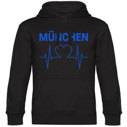 multifanshop Kapuzen Sweatshirt - M&uuml;nchen blau - Herzschlag - Druck blau - Hoodie