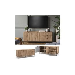 VICCO Lowboard Eliza Viking Oak 150,1 x 60 cm mit 3 Schubladen und 2 T&uuml;ren