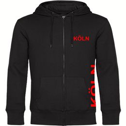 multifanshop Kapuzen Sweatshirt Jacke - K&ouml;ln - Brust & Seite - Druck rot - Sweat