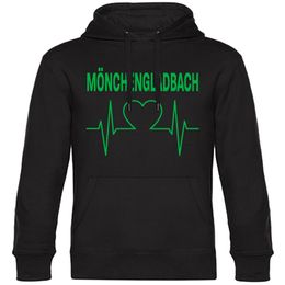 multifanshop Kapuzen Sweatshirt - M&ouml;nchengladbach - Herzschlag - Druck gr&uuml;n - Hoodie