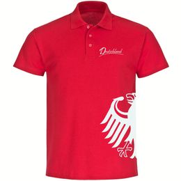 multifanshop® Poloshirt - Deutschland - Adler seitlich - Druck weiß