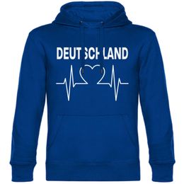 multifanshop Kapuzen Sweatshirt - Deutschland - Herzschlag - Druck wei&szlig; - Hoodie