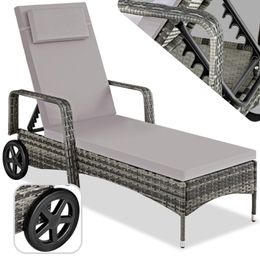TecTake&reg; Rattan Sonnenliege, widerstandsf&auml;hig, 6-fach verstellbare R&uuml;ckenlehne, 200 x 70 x 33 cm