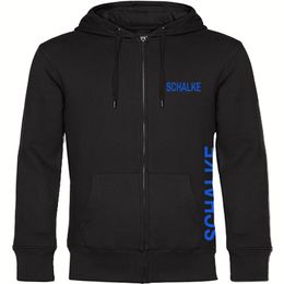 multifanshop Kapuzen Sweatshirt Jacke - Schalke - Brust & Seite - Druck blau - Jacke