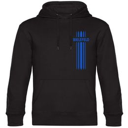 multifanshop Kapuzen Sweatshirt - Bielefeld - Streifen - Druck blau - Hoodie