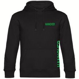 multifanshop Kapuzen Sweatshirt - Hannover - Brust & Seite - Druck gr&uuml;n - Hoodie