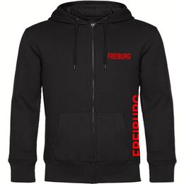 multifanshop Kapuzen Sweatshirt Jacke - Freiburg - Brust & Seite - Druck rot - Sweat