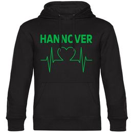 multifanshop Kapuzen Sweatshirt - Hannover - Herzschlag - Druck gr&uuml;n - Hoodie