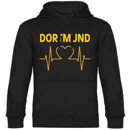 multifanshop Kapuzen Sweatshirt - Dortmund - Herzschlag - Druck gelb - Hoodie