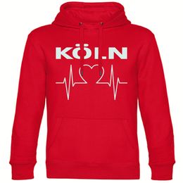multifanshop Kapuzen Sweatshirt - K&ouml;ln - Herzschlag - Druck wei&szlig; - Hoodie