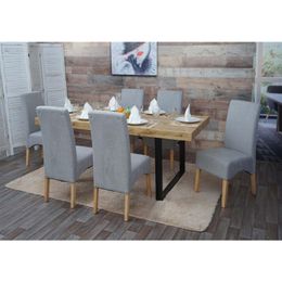 MCW 6er-Set Esszimmerstuhl Crotone, K&uuml;chenstuhl Stuhl, Stoff/Textil MVG-zertifiziert ~ hellgrau, helle Beine