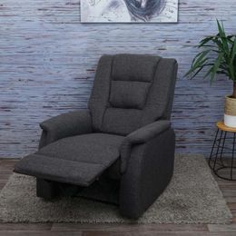 Fernsehsessel MCW-F23, Relaxsessel Liege Sessel, Stoff/Textil 102x79x96cm ~ grau ohne Massage- und W&auml;rmefunktion