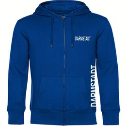 multifanshop Kapuzen Sweatshirt Jacke - Darmstadt - Brust & Seite - Druck wei&szlig; - Sweat