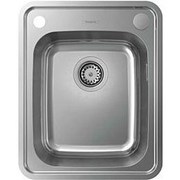 Hansgrohe Einbauspüle 43334800 410 x 510 mm, Abtropffläche, automatische Ablaufgarnitur, Edelstahl