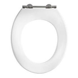 Pressalit WC-Sitz 53011-BZ1999 Spezialscharnier BZ1, universal, Edelstahl, weiß polygiene, ohne Deckel, Standard